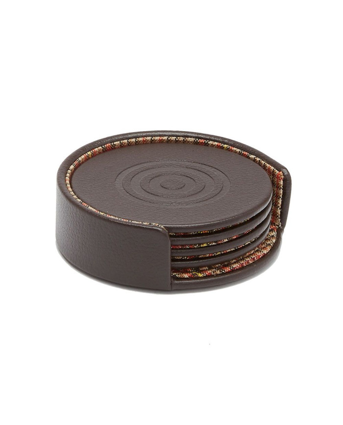 WM Brown Set of 4 Coasters with Case